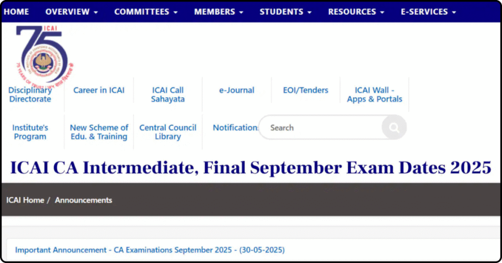 ICAI CA Exam 2025: Complete Schedule for Foundation, Intermediate ...